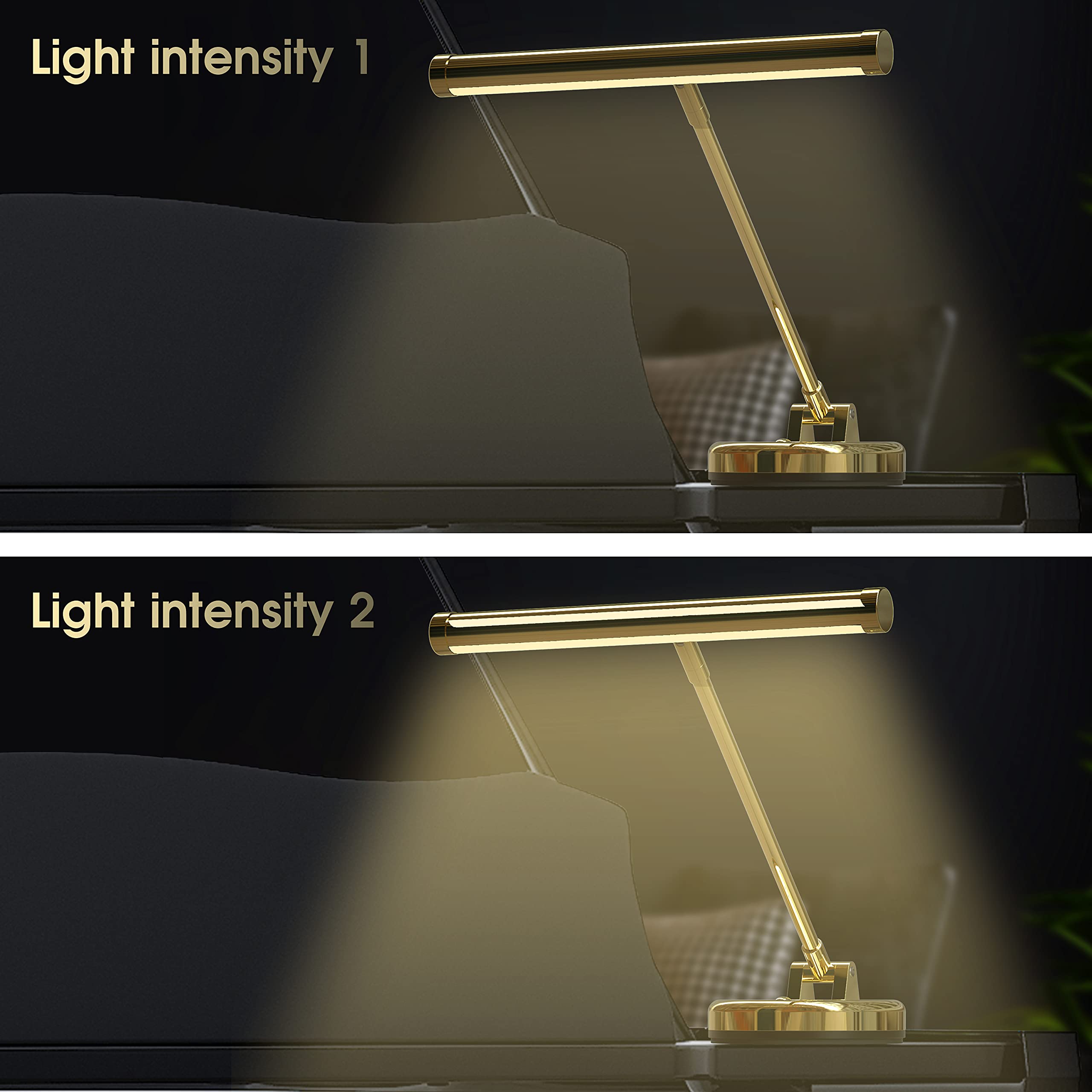 Kesito LED Piano Light, Piano Desk Lamp, Warm Light, with Plug-in Adapter, Gold (Warm Light)