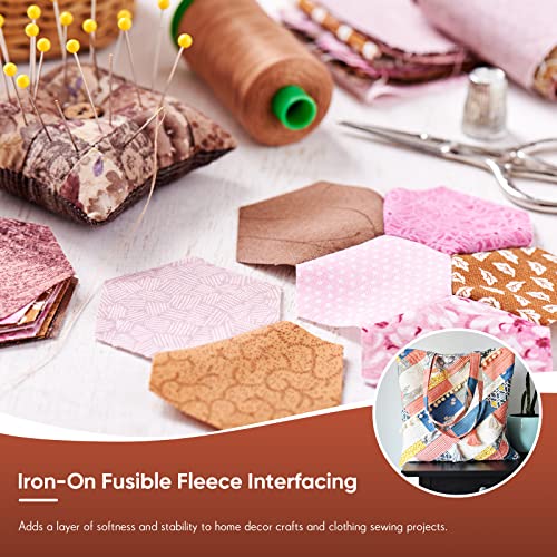 Iron on Fusible Interfacing Fusible Fleece White Polyester Single Sided Interfacing for Shirts Quilts Collars Sewing and Quilting Projects DIY Crafts Supplies (40.5 Inch x 10 Yard, Medium Weight)