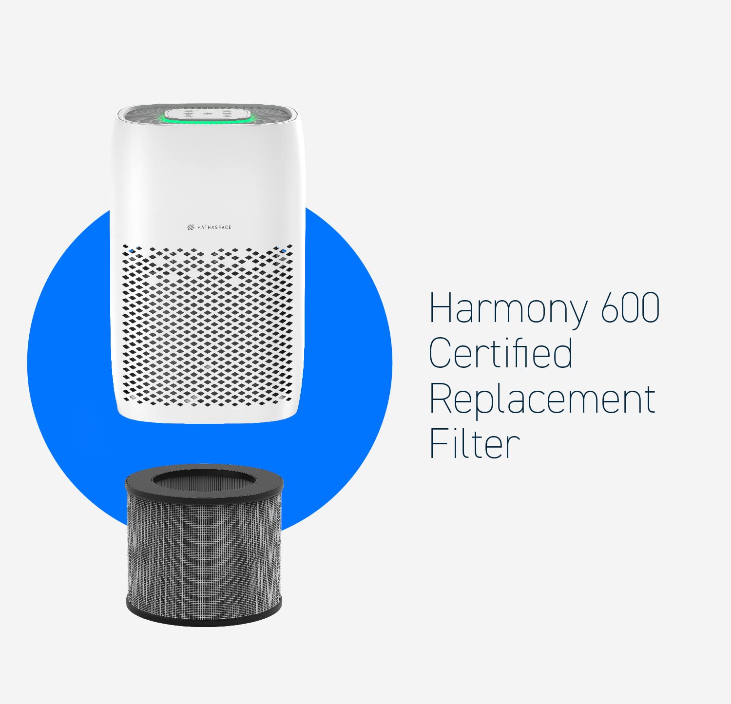 HATHASPACE Harmony 600 Certified Replacement Filter for HSE600 Air Purifier, H13 True HEPA