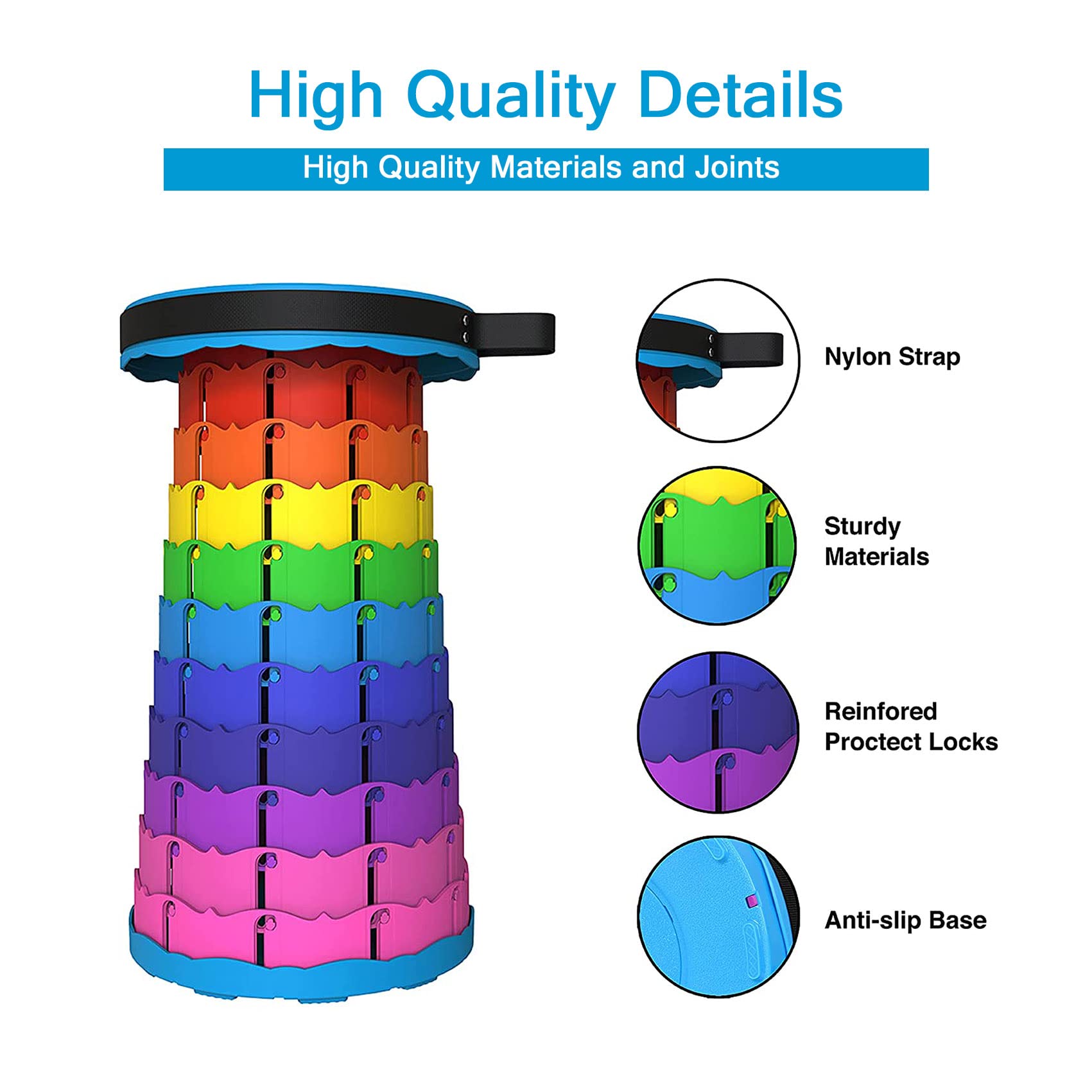 LB 2024 Upgraded Portable Collapsible Retractable Folding Stool, Lightweight Telescoping Foldable Camping Stool for Adults for Outdoor Fishing Hiking Gardening Travel BBQ, Hunting, Indoor Activities