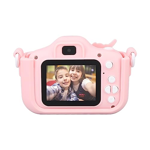 Kids Video Camera, Funny Kids Video Camera Toy Camera Auto Rechargeable 2.0 Inch IPS Screen for Boys Girls (Pink)