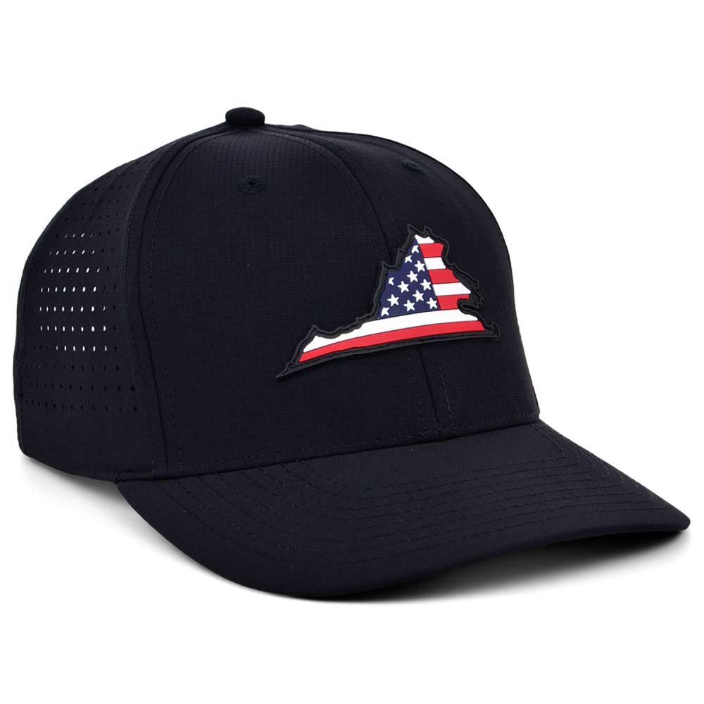 Local Crowns Virginia Rubber Patch USA Flag Fill Performance Cap (Black)