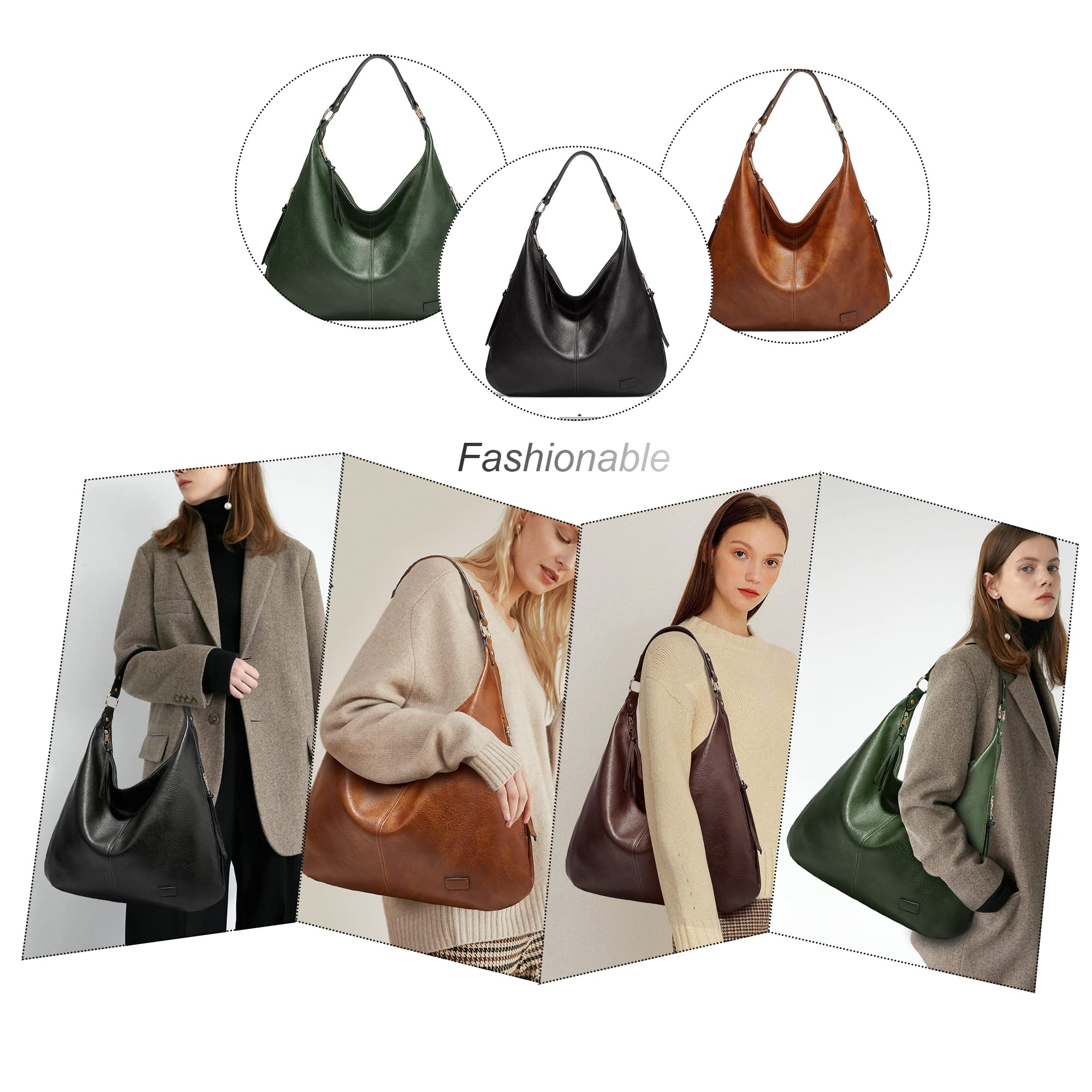 KKP Hobo Purses Shoulder Handbags for Women -Large Soft PU Leather Tote Bag