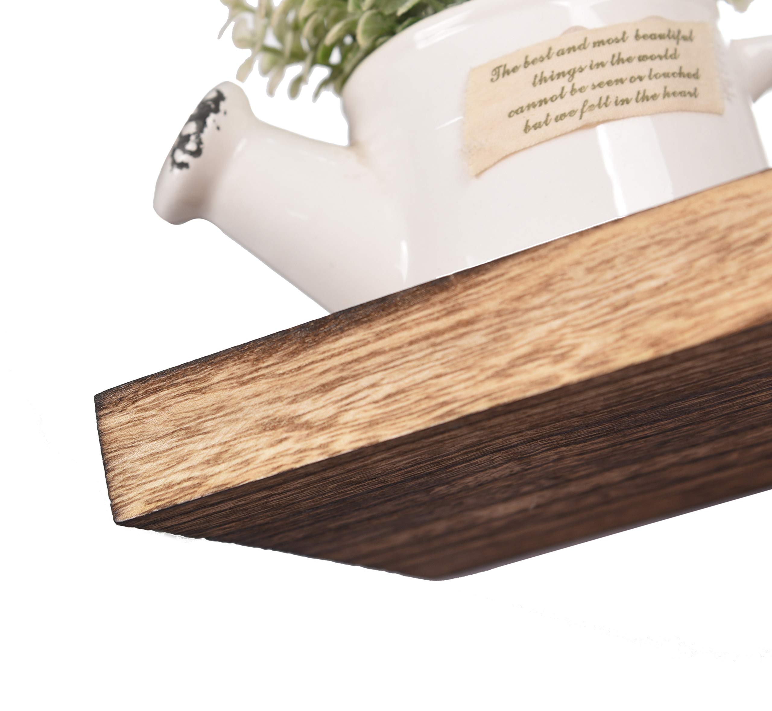 HXSWY 24 Inch Rustic Floating Shelves for Wall Decor Farmhouse Wood Wall Shelf for Bathroom Kitchen Bedroom Living Room Set of 4 Light Brown