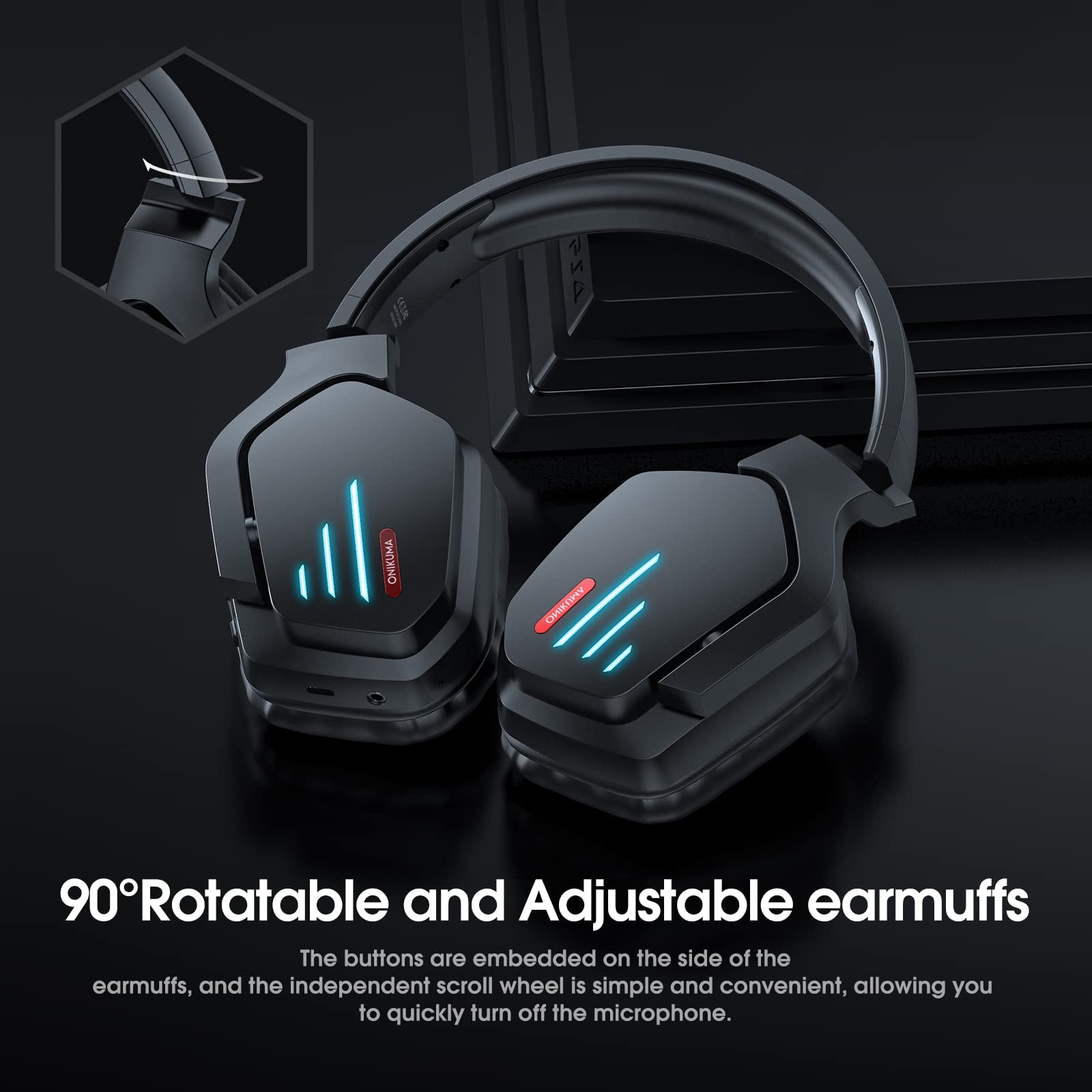 Lightweight Over-Ear Headphones - B60 Lightspeed and Bluetooth Wireless Headset - Compatible with Dolby Atmos Detachable Microphone, Works with PC, PS5, PS4, Xbox Series X|S, Xbox One - 18h Battery