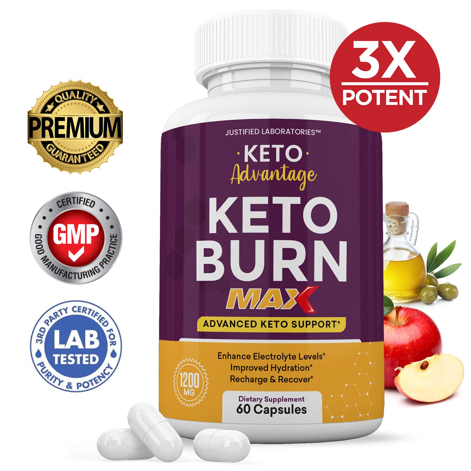 Keto Advantage Keto Burn Max 1200MG Keto Pills Includes Apple Cider Vinegar goBHB Exogenous Ketones Advanced Ketogenic Supplement Ketosis Support for Men Women 60 Capsules