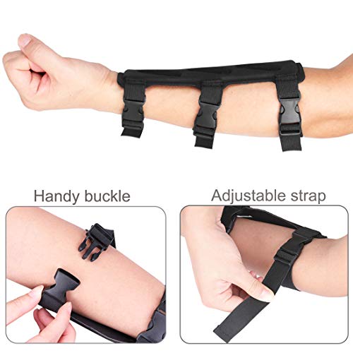 KRATARC Archery Arm Guard Adjustable 3-Strap Accessory Lightweight Hunting Target Practive Adult Unisex (Black, Length 7'')