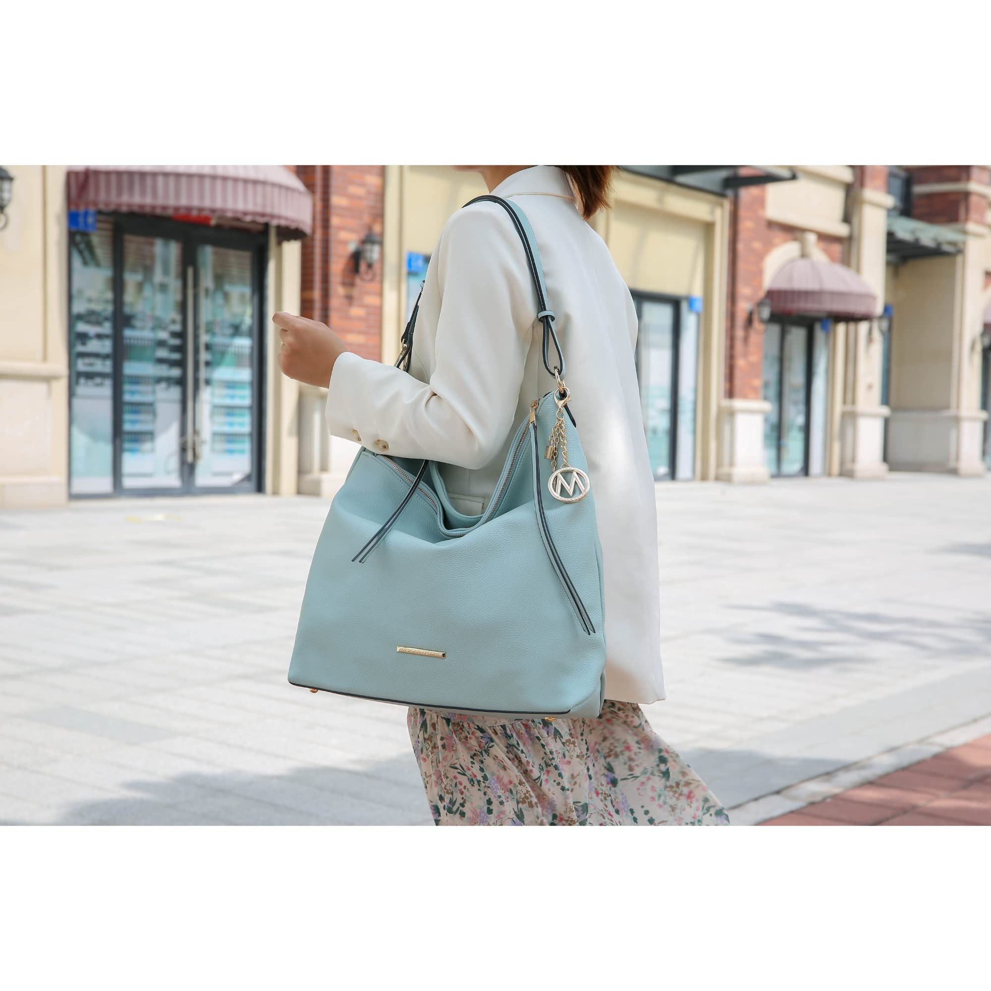 MKF Hobo Bag for Women – PU Leather Shoulder Purse Pocketbook Fashion – Top Handle Multi Pocket Handbag Elise