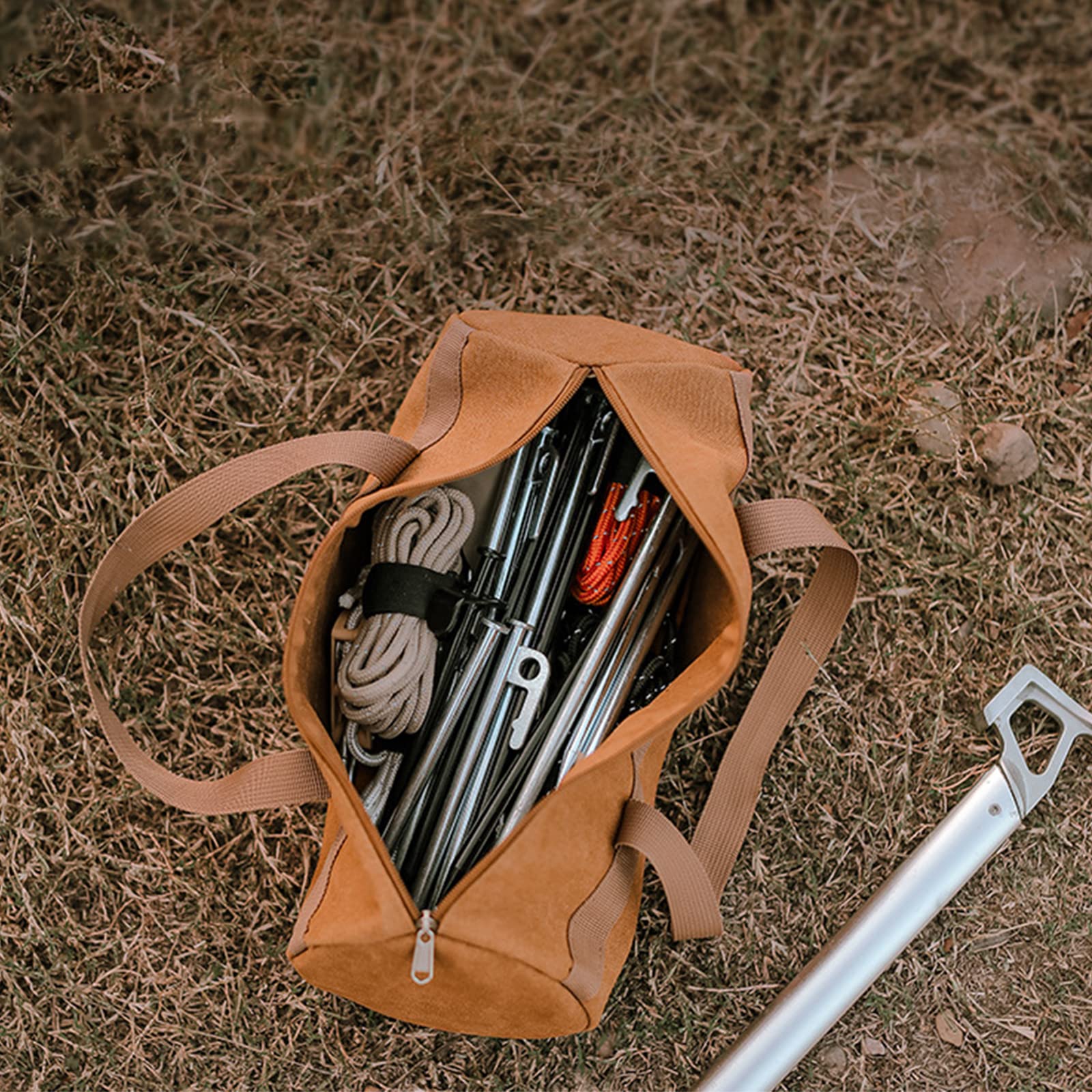 loensy Tent Stakes Storage Bag Multifunctional Large Capacity Bags Case for Camping