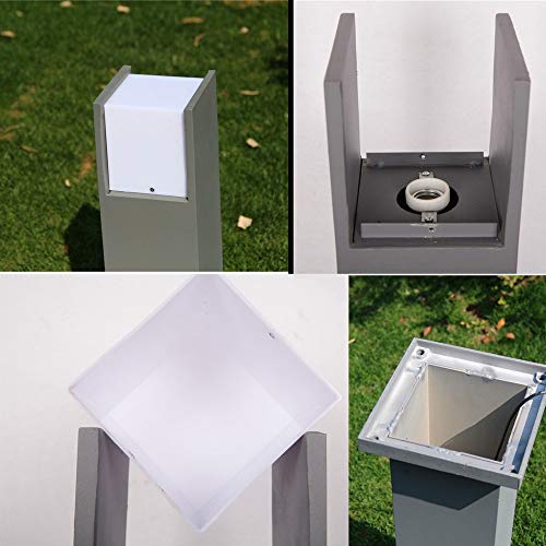 IBalody Modern Simple Outdoor Waterproof E27 Pillar Lights European Metal Aluminum Acrylic Post Lights Garden Gate Courtyard Home Villa Decorative Column Lamps