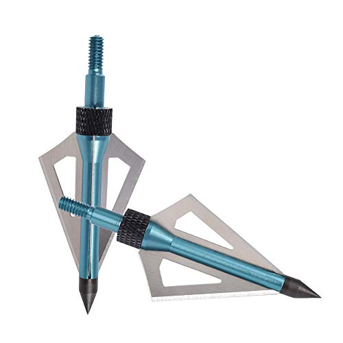 Hunting Broadheads, 12PK 3 Blades Archery Broadheads 100 Grain Screw-in Arrow Heads Arrow Tips for Crossbow and Compound Bow Blue (Pack of 12)