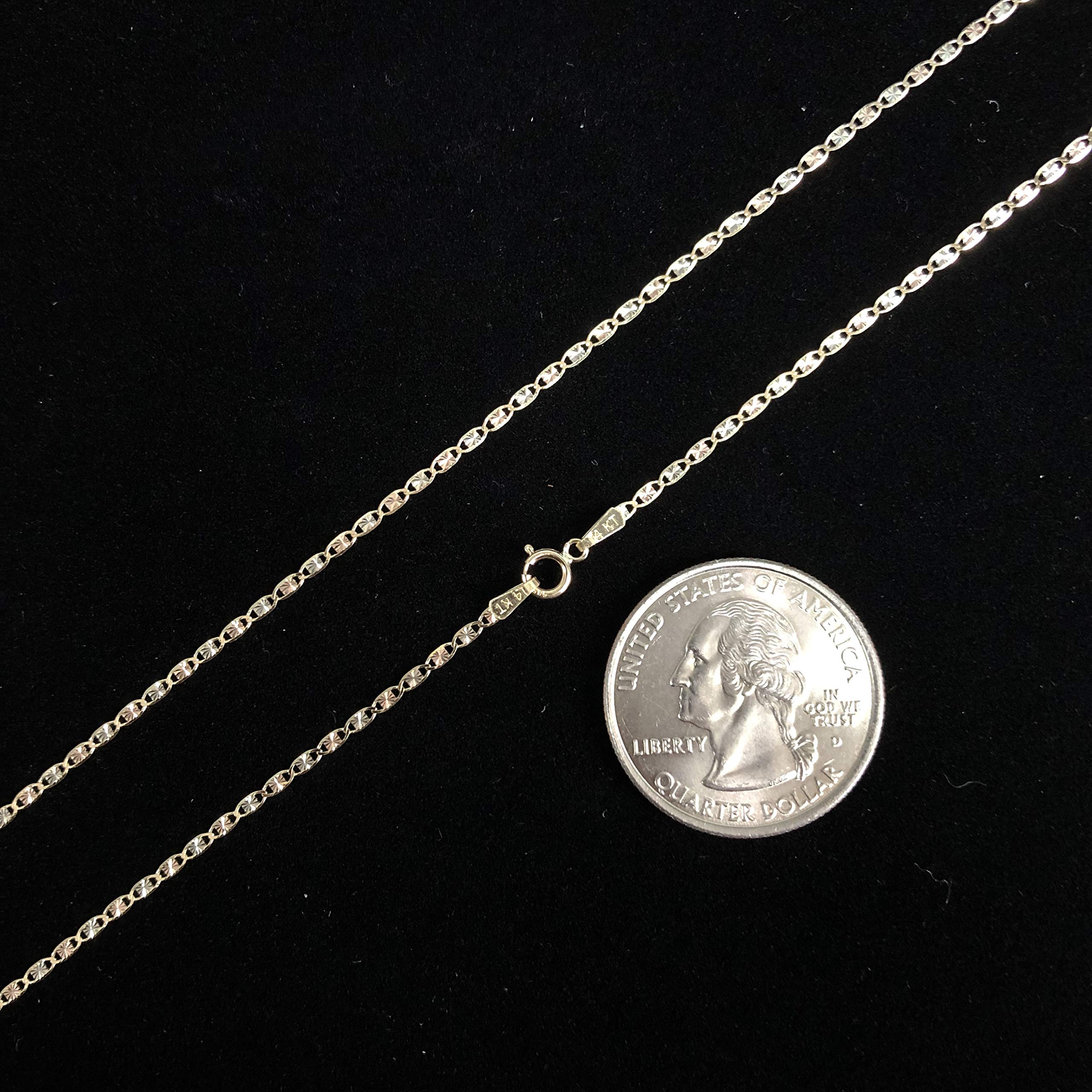 Ioka - 14K REAL Tri Color Solid Gold 1.5mm Valentino Chain Necklace with Spring Ring Clasp - 18"