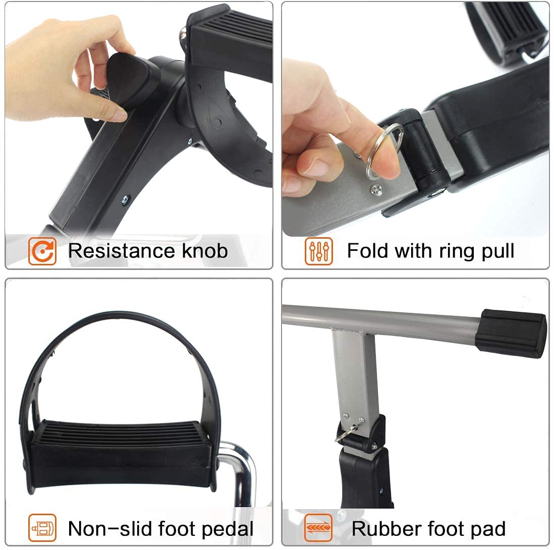 ipalmay Under Desk Folding Bike Pedal Exerciser with LCD Display, Magnetic Mini Exercise Bike, Recovery Exerciser with Adjustable Resistance