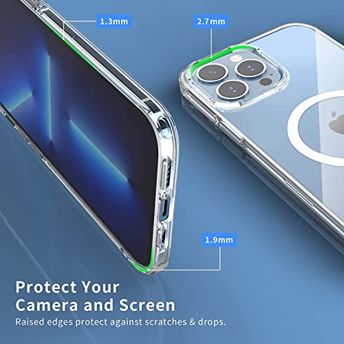 SUPERONE Crystal Clear Mag-Safe Case with Stand Designed for iPhone 13 Pro Case, [Magnetic Strength Enhanced] [Not Yellowing] [Military Grade Drop Protection] Protective Phone Case 6.1 inch