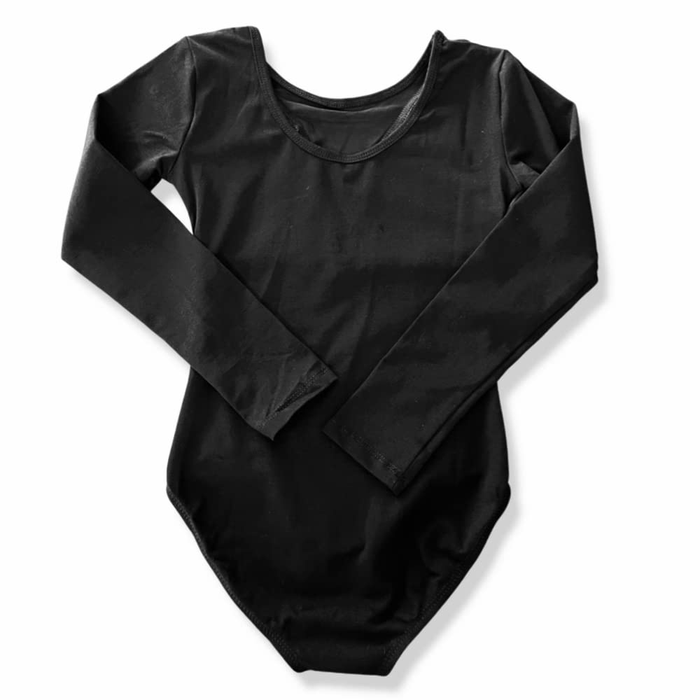 Leotards for Girls Ballet Gymnastics Ballet Cotton Spandex Dance Wear Long Sleeve Black Medium