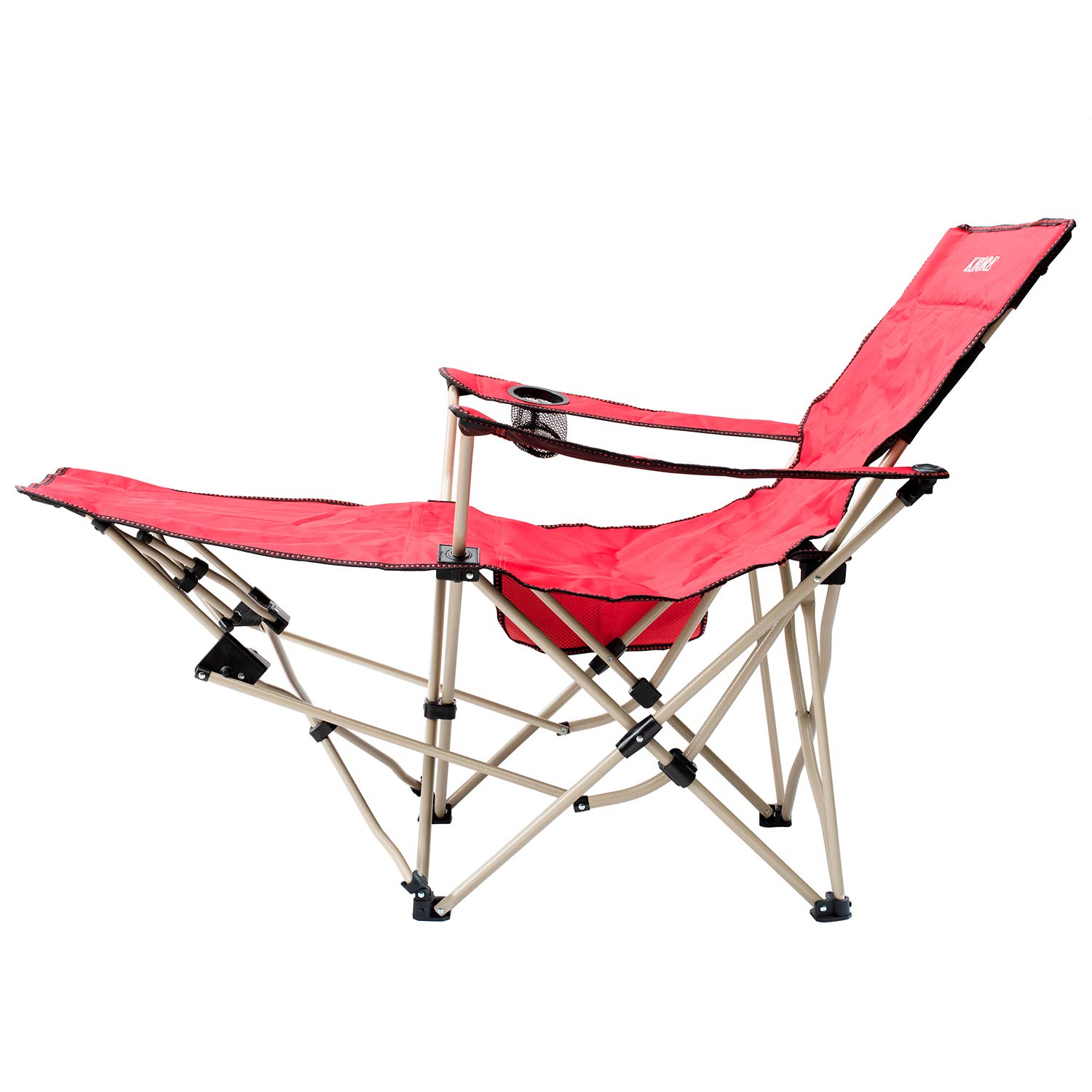 Khore Automaticly Adjustable Recliner Folding Camping Chair with Footrest (Red)