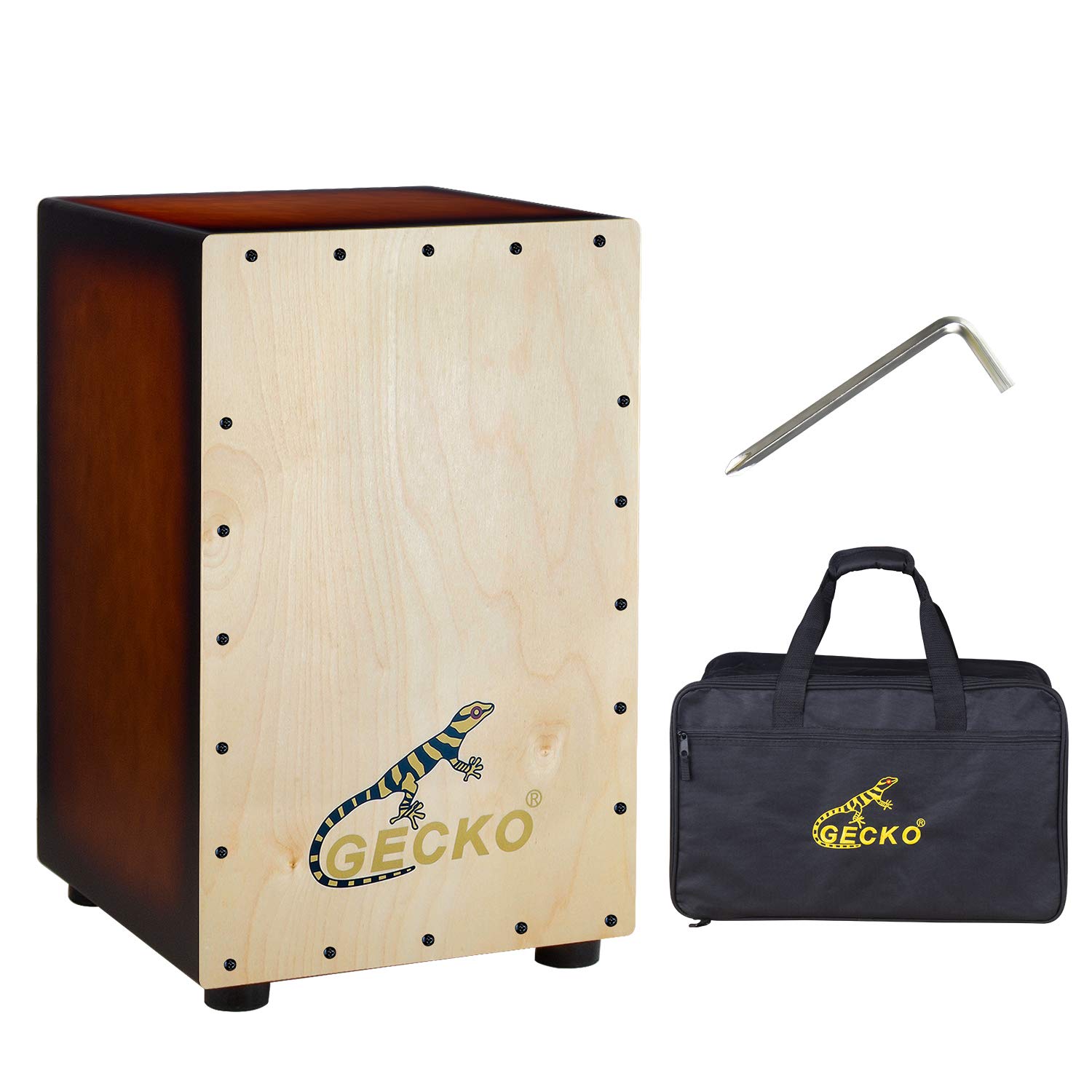 Latest GECKO Cajon BOX Drum-Wooden Percussion Box, with Internal Adjustable Guitar Strings,2-YEAR WARRANTY