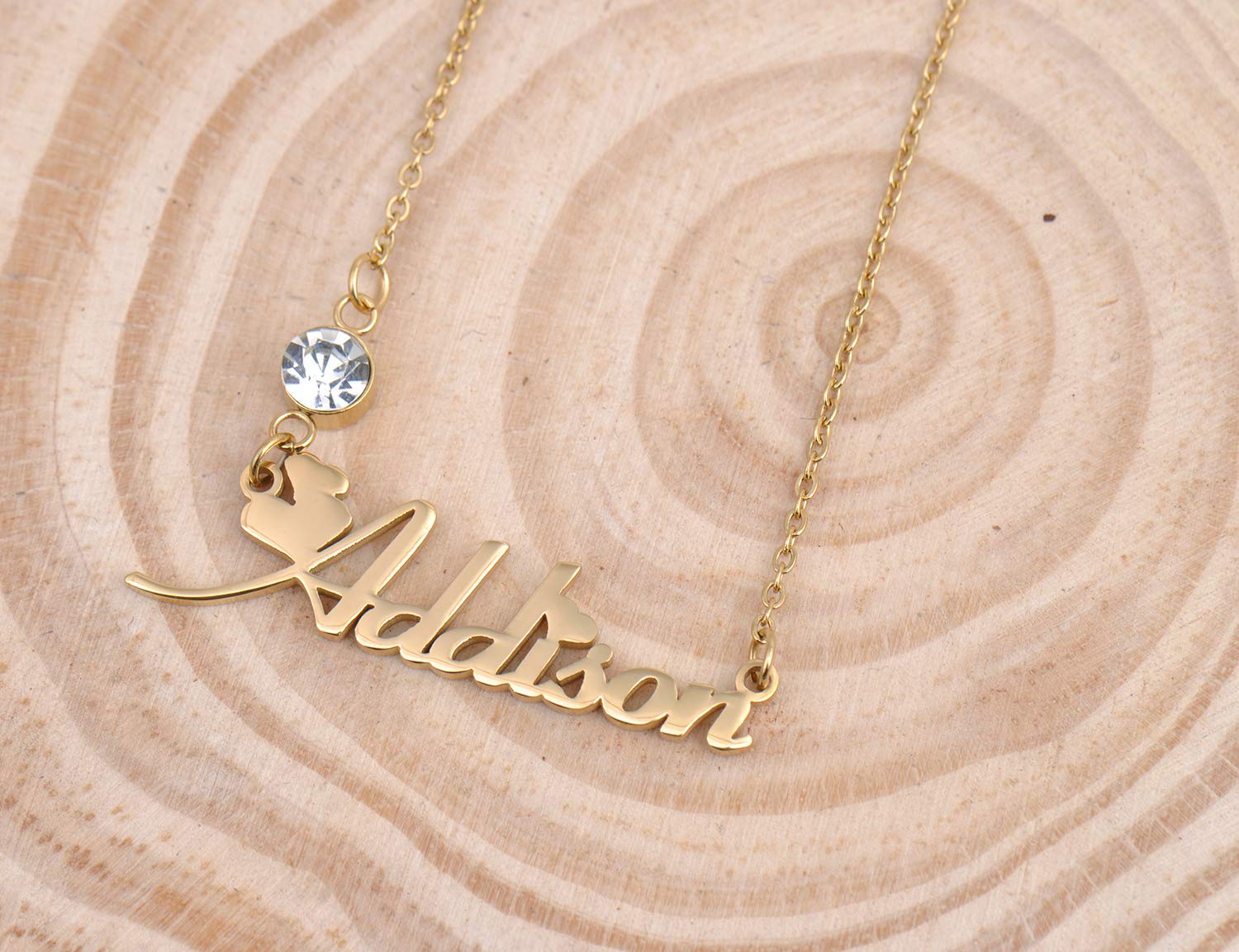 HUAN XUN Custom Any Name Hadassah Necklaces Birthstone Pendant