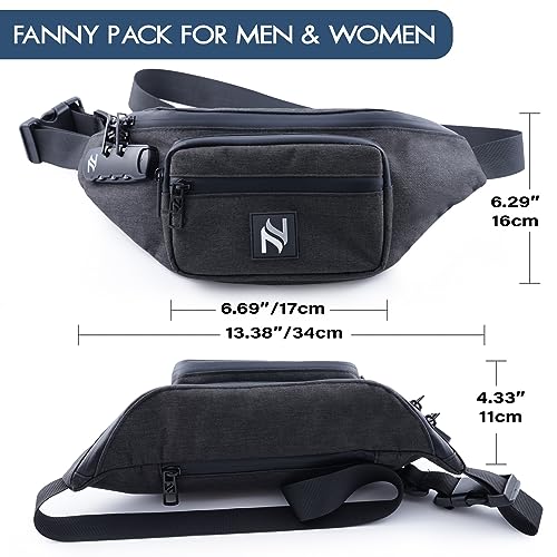 INNOSCENT SMELL PROOF Bum Bag Crossbody Bag Adjustable Waist Bag Backpack -COMBINATION LOCK- For Working Commuting Traveling (Dark Grey)
