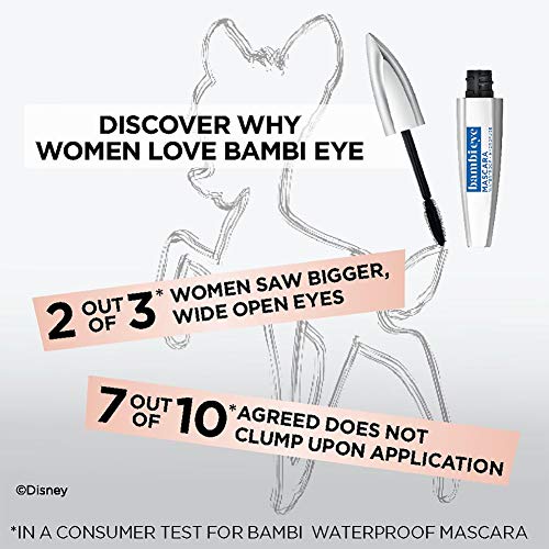 L'Oreal Paris Bambi Eye Mascara, Lasting Volume, Length & Lift, Doe-Eye Definition, No Clumping or Smudging, Waterproof, Blackest Black, 0.21 fl. oz.