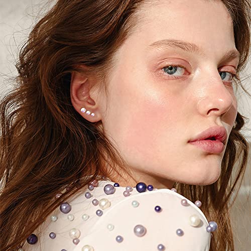 LOLIAS 12Pairs Clear Earrings Plastic Post Stud Earrings for Women Plastic Earrings for Sensitive Ears Clear Piercing Retainer for Sport Work Crystal Stud Earrings Pack Rainbow