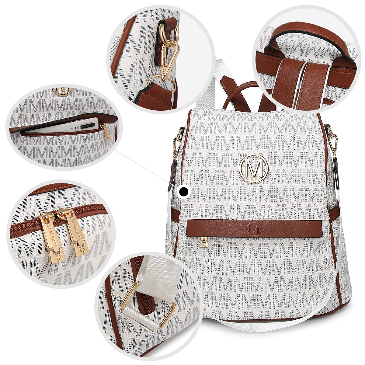 MKP Women Fashion Backpack Handbags with Matching Wallet