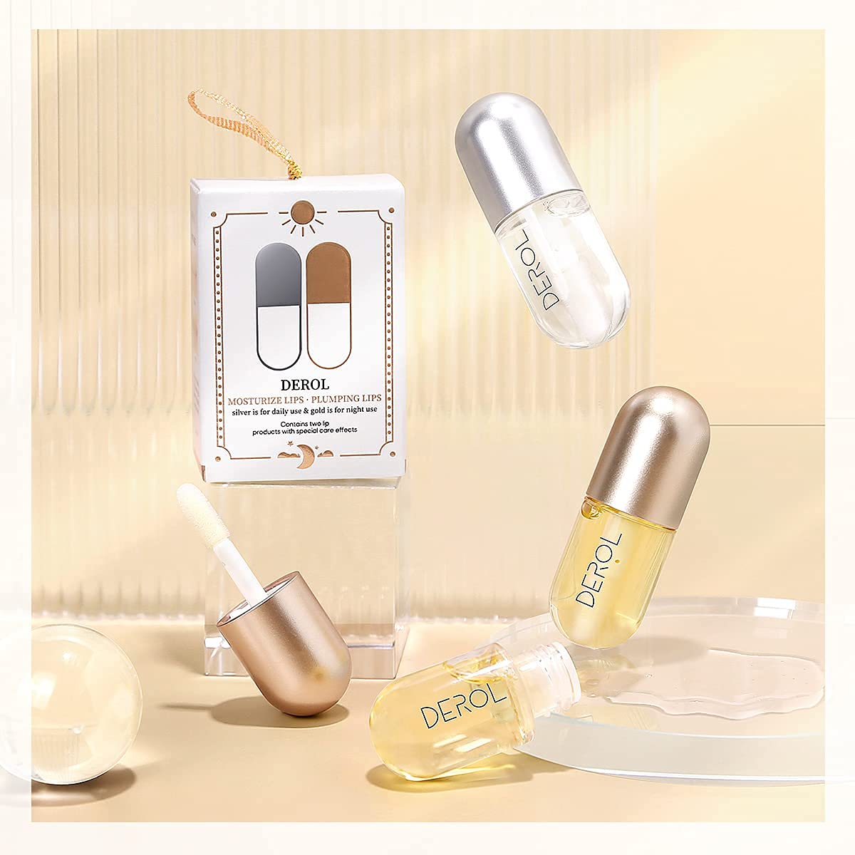 Lip Plumper Set,Mouistizer For Lips Natural Lip Plumper, Lip gloss, Lip Enhancer & Lip Care Serum, Day & Night Care for Fuller Softer Lips, Beautiful Fuller, Increased Elasticity Lip…