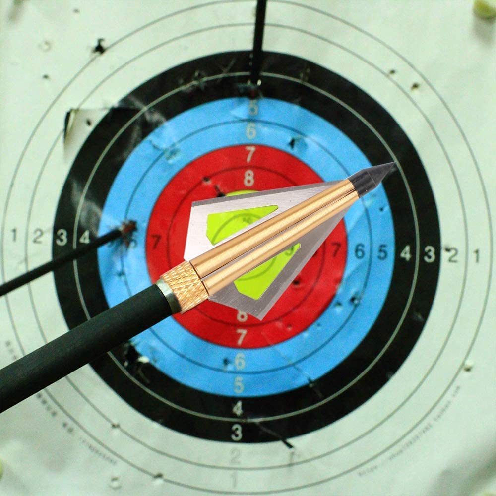 Huntingdoor 12Pack 3 Fixed Blade Archery Broadheads 125 Grain Arrow Head Hunting Arrow Tips Golden for Compound Bow and Crossbow