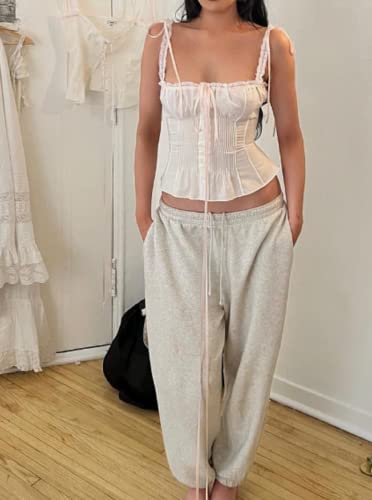 Women Y2k Square Neck Bustier Top Lace Patchwork Crop Camis Slim Fit Low Cut Camisole Vests Trendy Fairycore Tanks