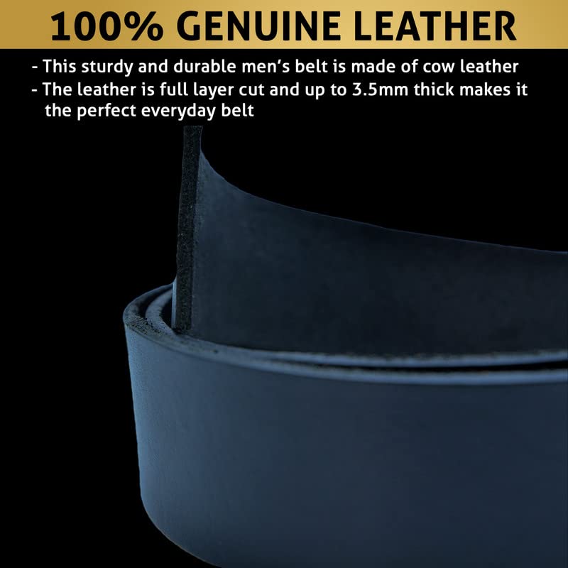 Leather SR Classic Mens Leather Belts Genuine Cow Leather Belt - Leather Belt For Men - Mens Work Belts Leather Heavy Duty (Black, 40)