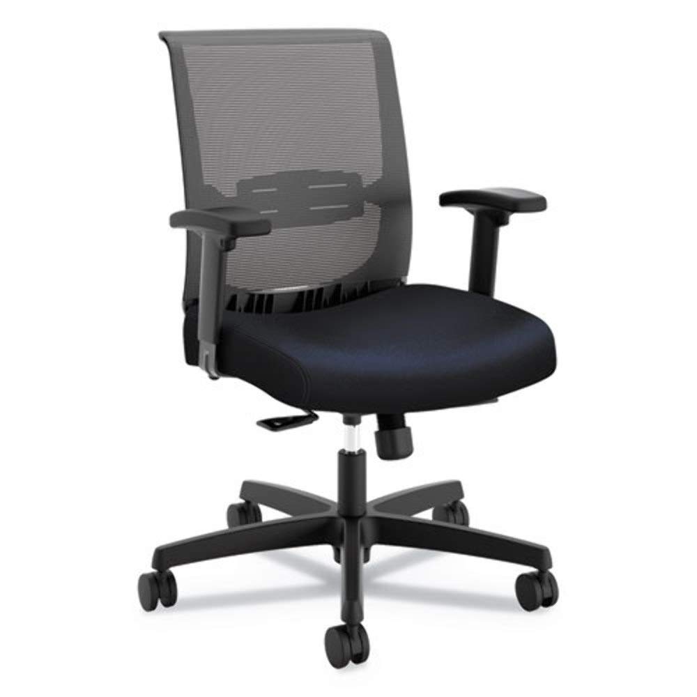 HON Convergence Mid-Back Task Chair, Synchro-Tilt and Seat Glide, Supports Up to 275 Lb, Navy Seat, Black Back/Base