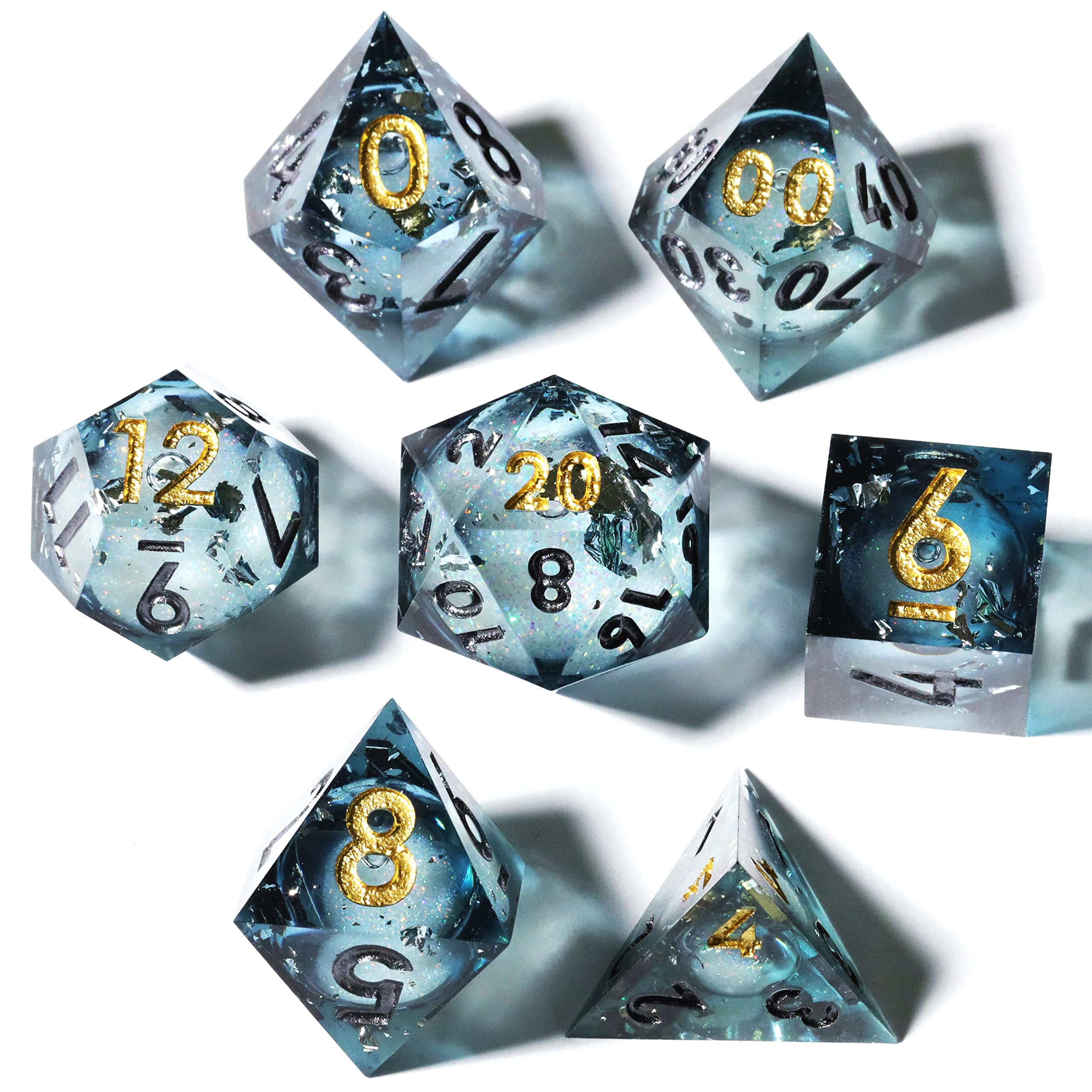 Liquid Core Dice MINI PLANET DND Dice Set for TTRPG Dungeons and Dragons Handmade Sharp Edge DND Dice Set Polyhedral Dice (Nocturne)