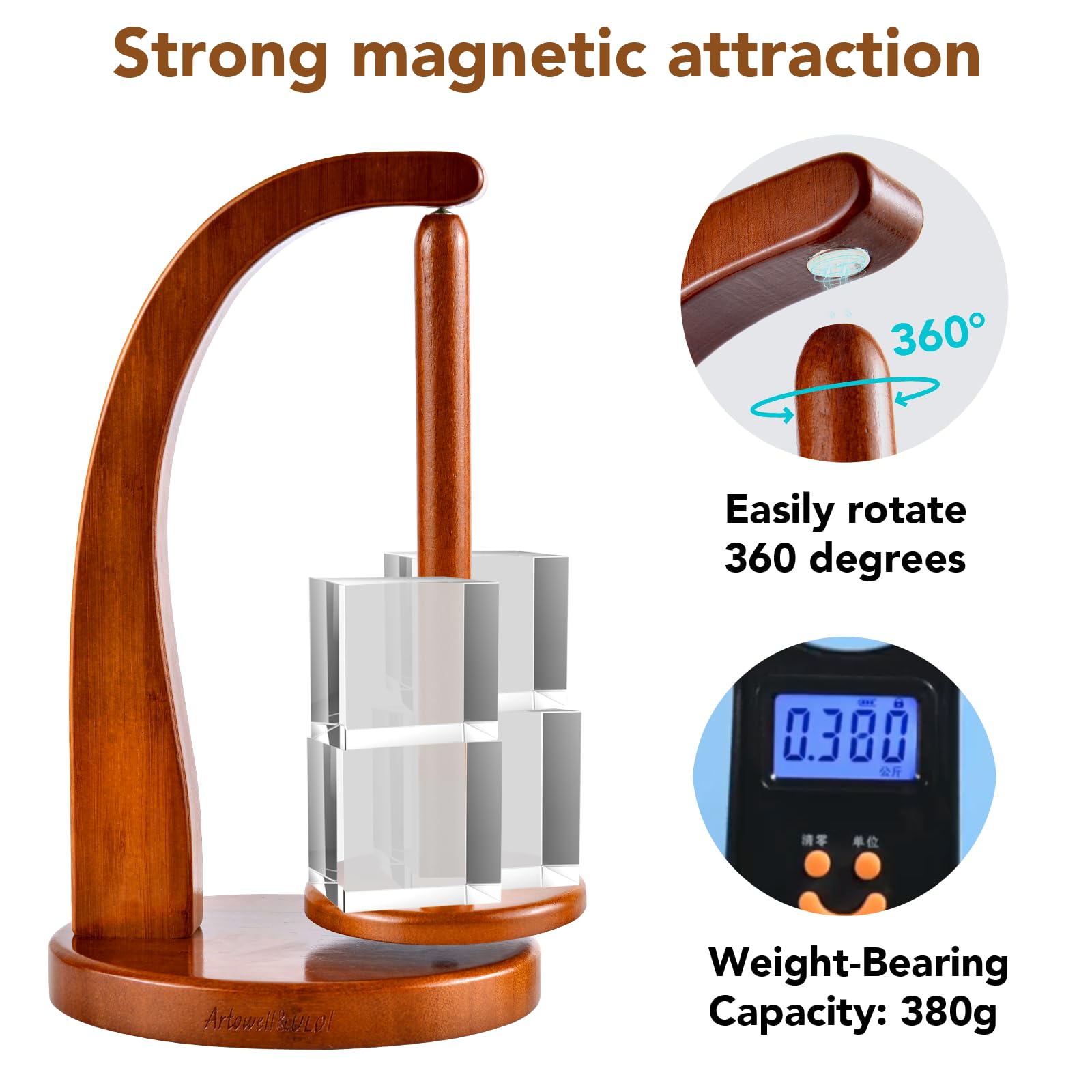 ULOI Crochet Yarn Holder - Upgrade with Crochet Accessories Storage Attachment, Magnetic Wooden Yarn Storage for Knitting Accessories, Perfect for Crocheting and Knitting Projects, Mahogany Finish