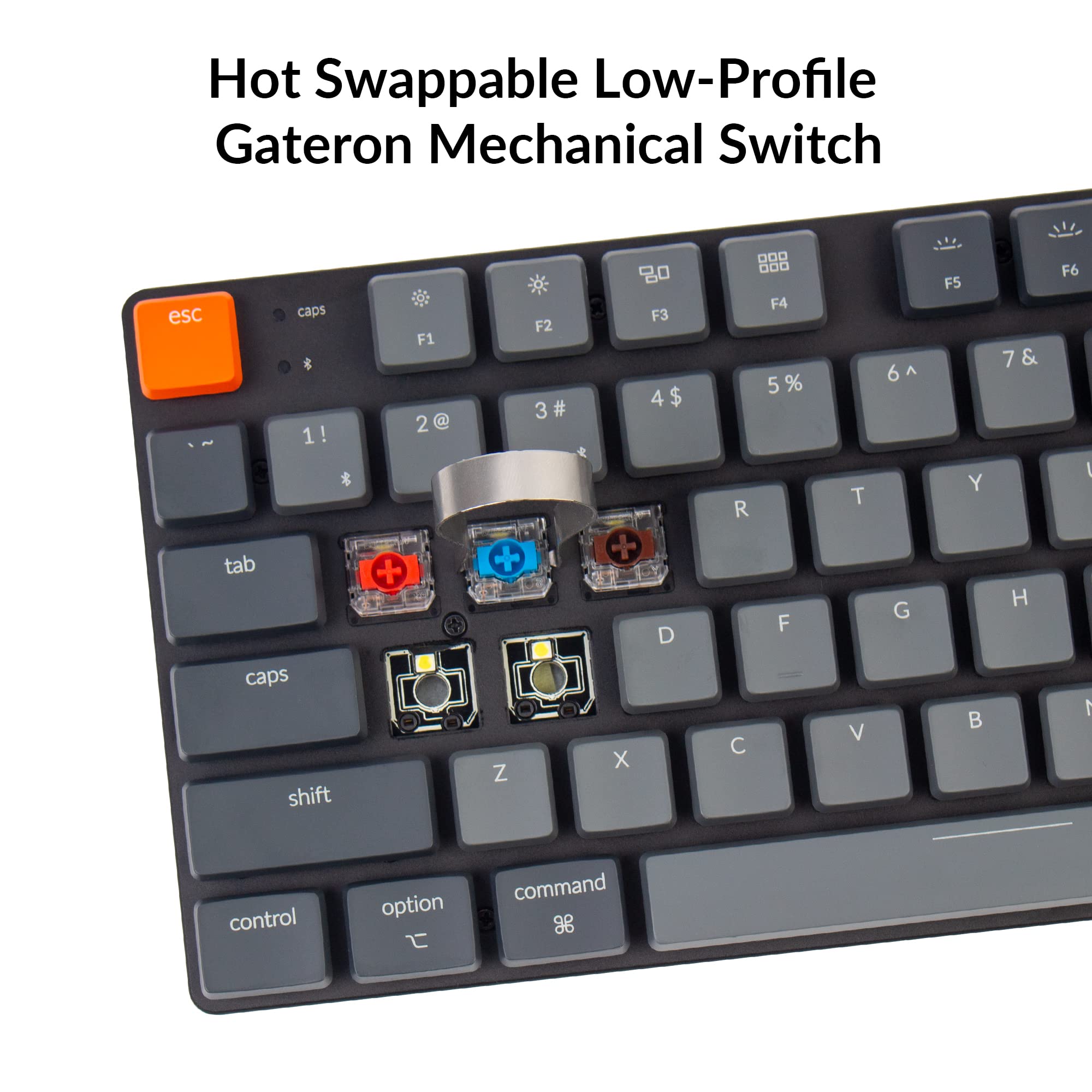 Keychron K1 SE, 87 Keys Ultra-Slim Wireless Bluetooth/USB Wired Mechanical Keyboard with White LED Backlit, Hot Swappable Low-Profile Gateron Mechanical Brown Switch Compatible with Mac Windows