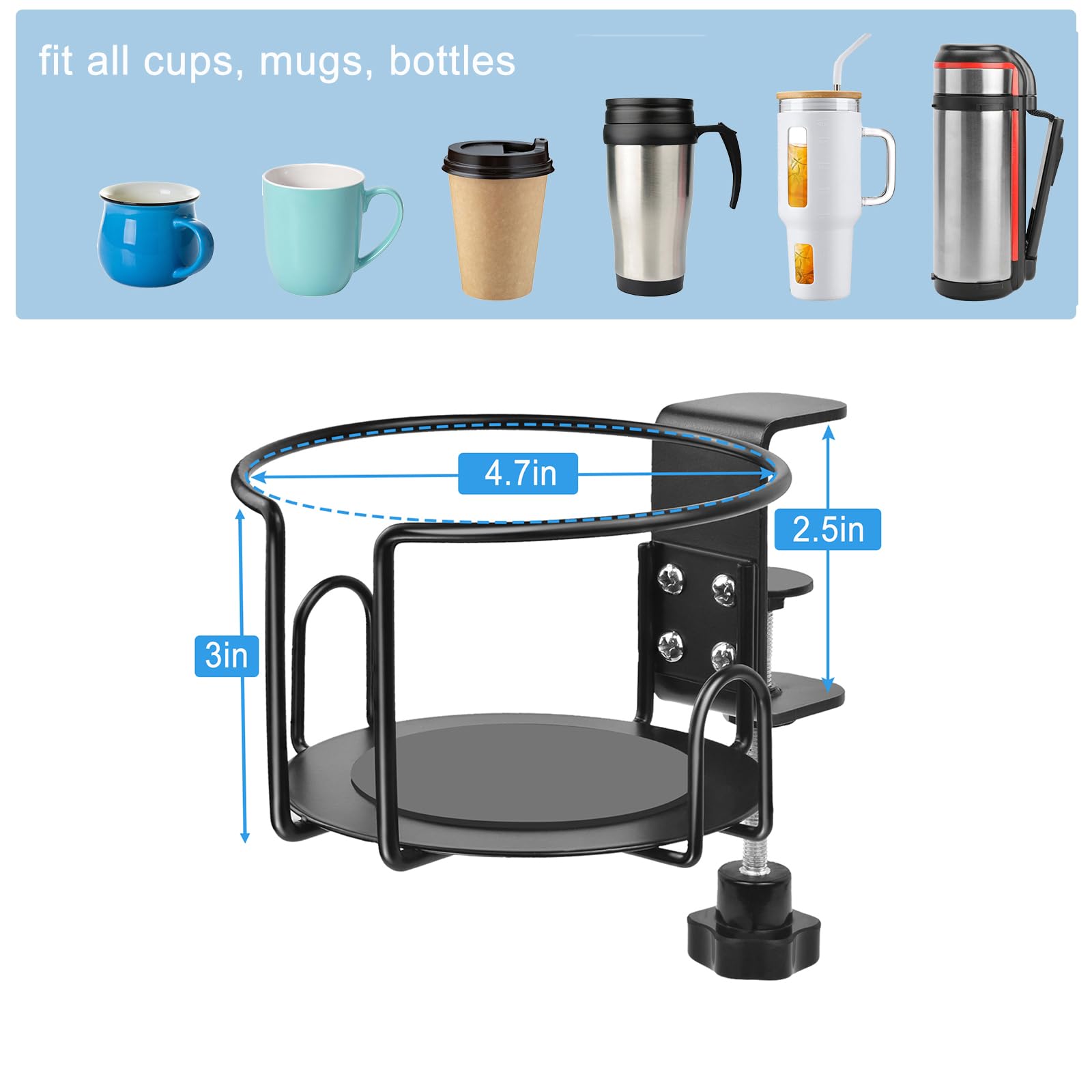 Hayder Anti-Spill Cup Holder for Desk, Tall Drink Coaster Holder with Anti-Slip Mat Non-Tipping Mug Cup Holder Table Plastic Cup Holder for Office Home Bed Boat