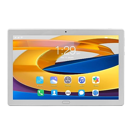 jerss 4G Calling Tablet, Octa Core 5G WiFi Dual Speaker FHD 10.1 Inch Tablet 6GB RAM 128GB ROM for Travel for Android 10 (Silver)