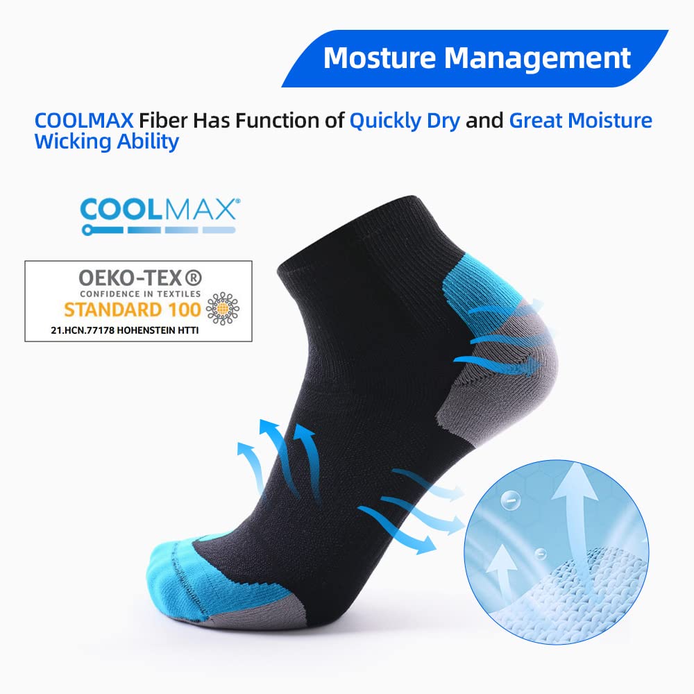 limide Athletic Sports Running Socks Coolmax Mens Moisture Fast Dry Compression Seamless Socks 3 Pairs(Size Medium 7-11)