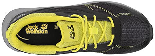 Jack Wolfskin Woodland Low Hiking Shoe Boot, Black/Lime, 2 US Unisex Big Kid