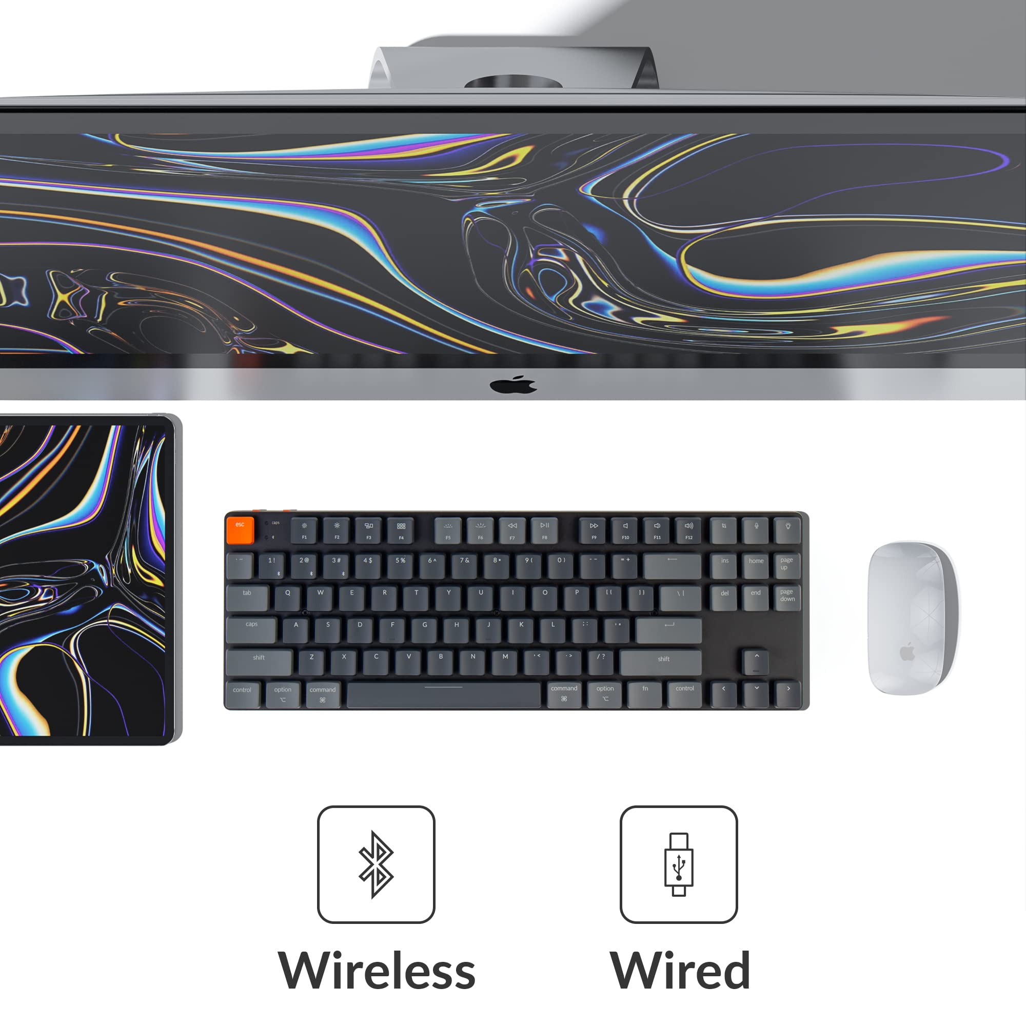 Keychron K1 SE, 87 Keys Ultra-Slim Wireless Bluetooth/USB Wired Mechanical Keyboard with RGB LED Backlit, Low-Profile Gateron Mechanical Brown Switch Compatible with Mac Windows