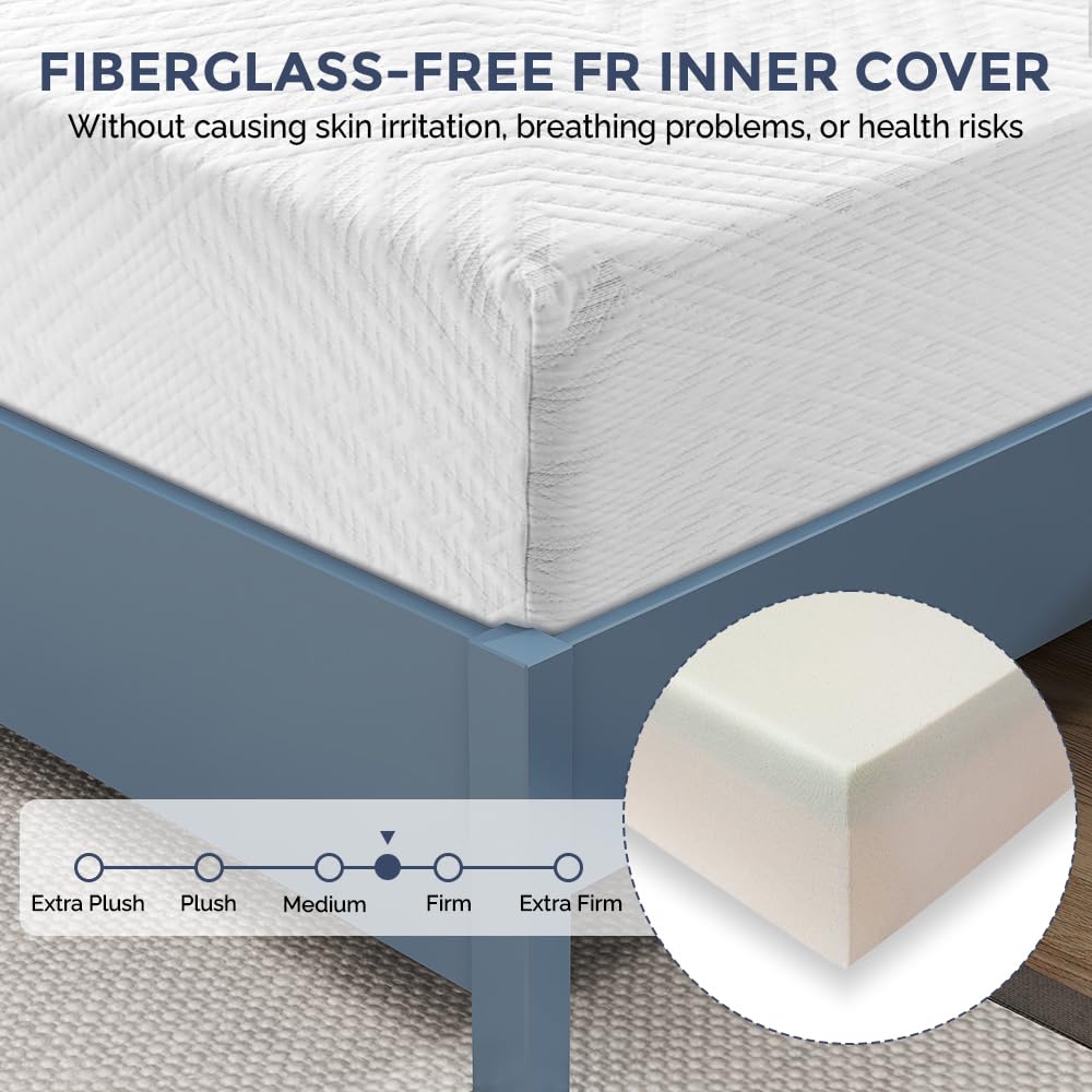 IULULU Memory Foam Mattress, Full Size, Medium Firm, Cooling Gel, Graphene Tech, CertiPUR-US, White, 6 Inch, Bed in a Box
