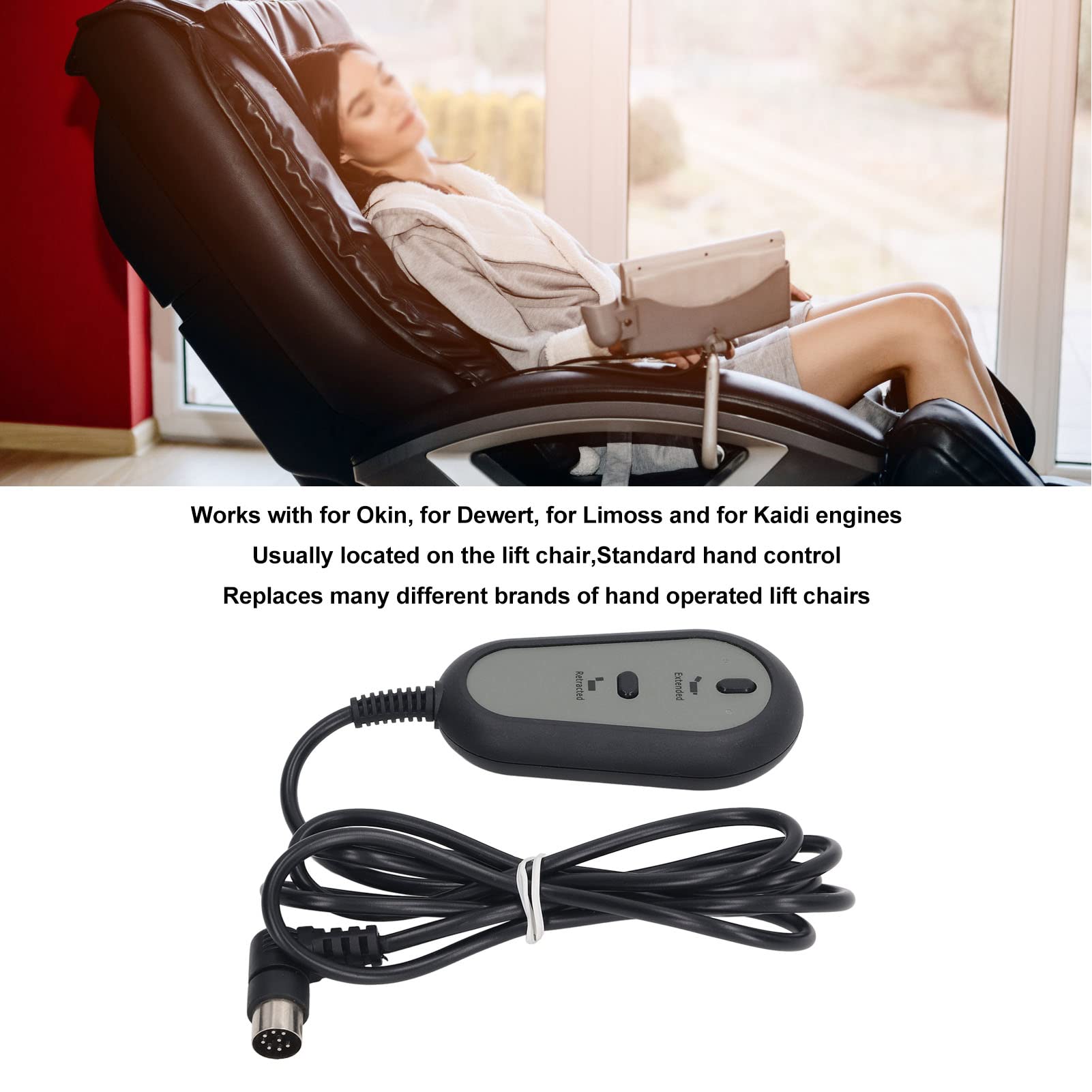 Lift Chairs Power Recliner, Recliner Replacement Parts, Power Recliner Controller Up and Down 2 Button 8 Pin Remote Handset Controller for Lift Chair