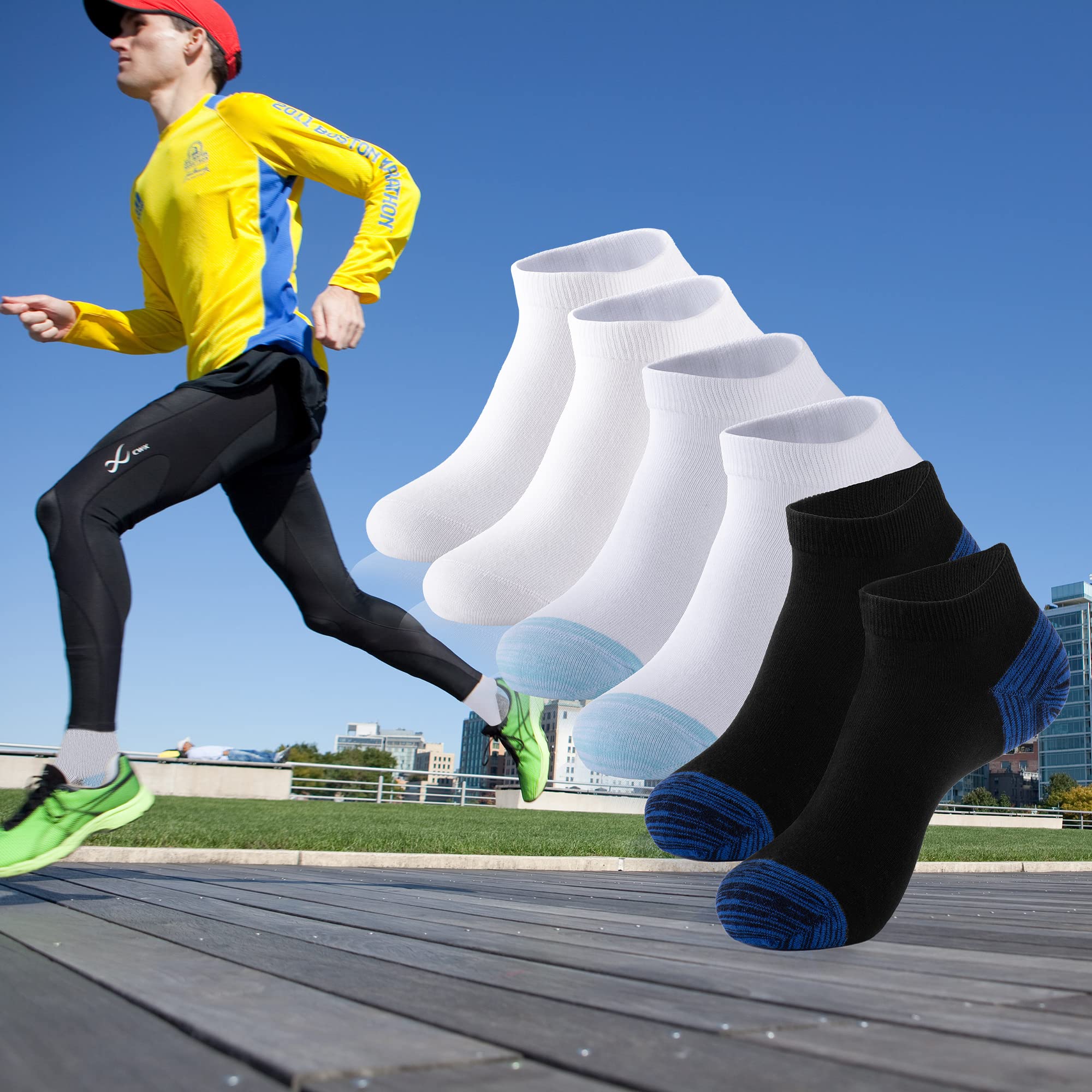 IEOVIEE Women Athletic Ankle Socks Low Cut Cushioned Running Socks Soft Cotton No Show Socks for US Size 7-12(6 Pairs)
