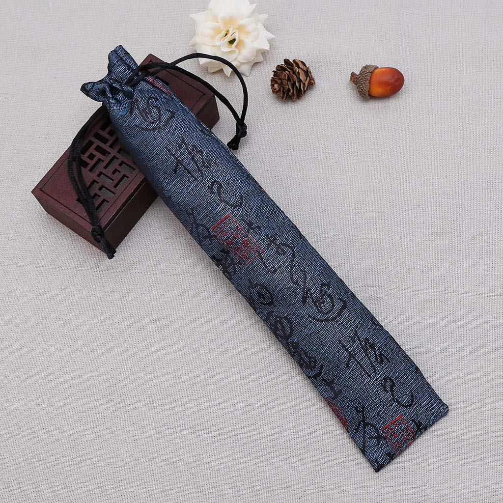 LIQURIJU Fan Pouch Chinese Calligraphy Style Decorative Folding Hand Fan Bag Dustproof Holder Protector Pouch Case Cover Gifts Purple