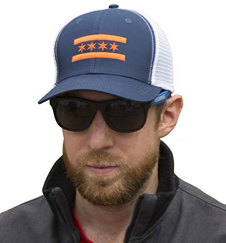 International Tie Orange Chicago Flag Hat for Men and Women – Adjustable One Size Trucker Cap, Baseball, Snapback, Hat Mesh Back with an Embroidered Patch