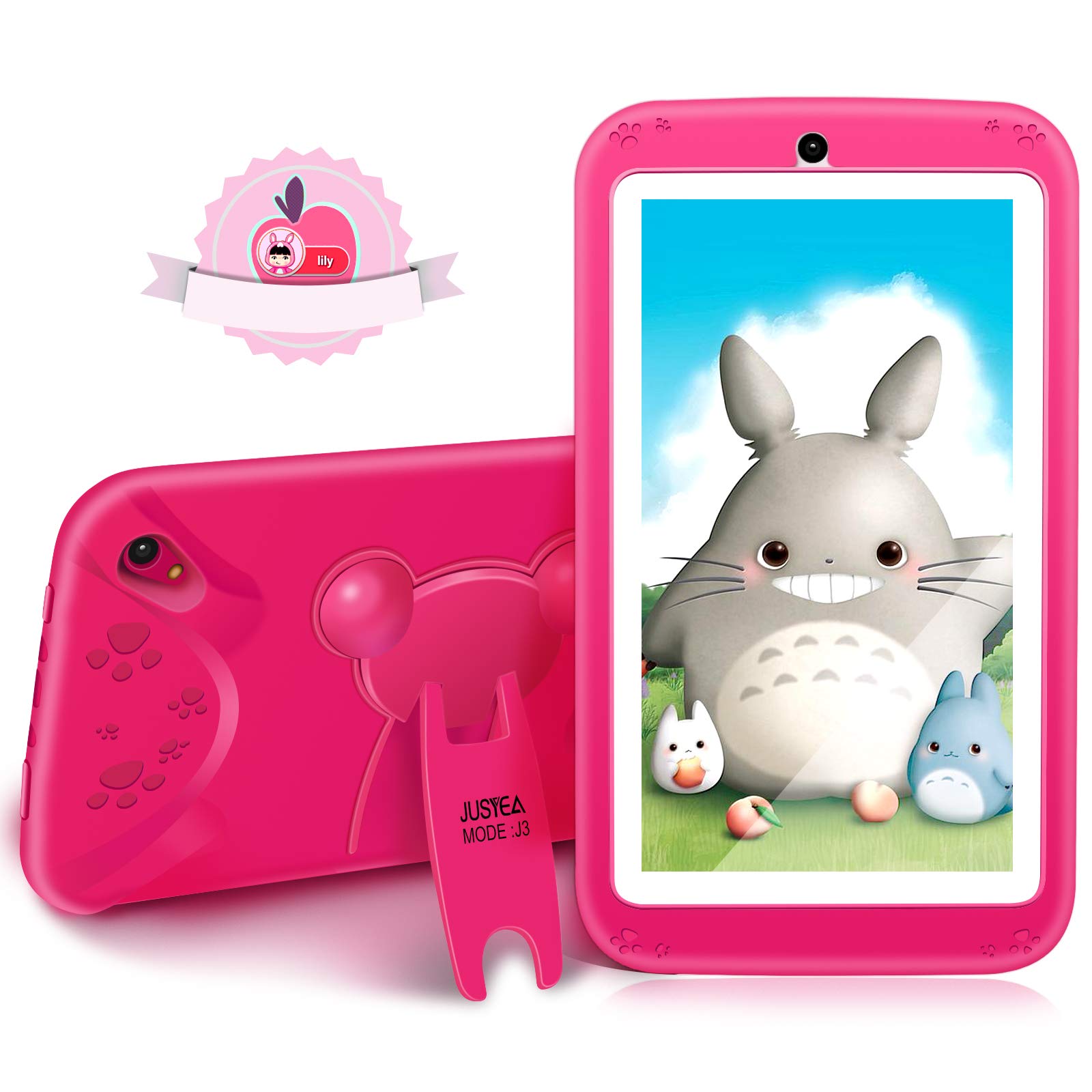 JUSYEA Kids Tablet 7 inch Android 10.0 - Kids for Tablet with Case - Quad Core - RAM 1GB | 16GB ROM - Kids Edition Tablets J3-3000mAh Battery | WiFi | Bluetooth, Entertainment | Education (Pink)