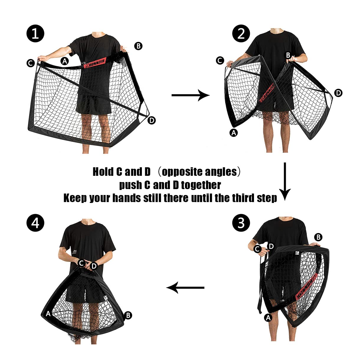L RUNNZER Soccer Goal, Pop Up Kids Soccer Net for Backyard with Carry Bag, Foldable & Portable Soccer Goal for Soccer Practice, 1 Pack, Blue, 3.3x2.2 FT