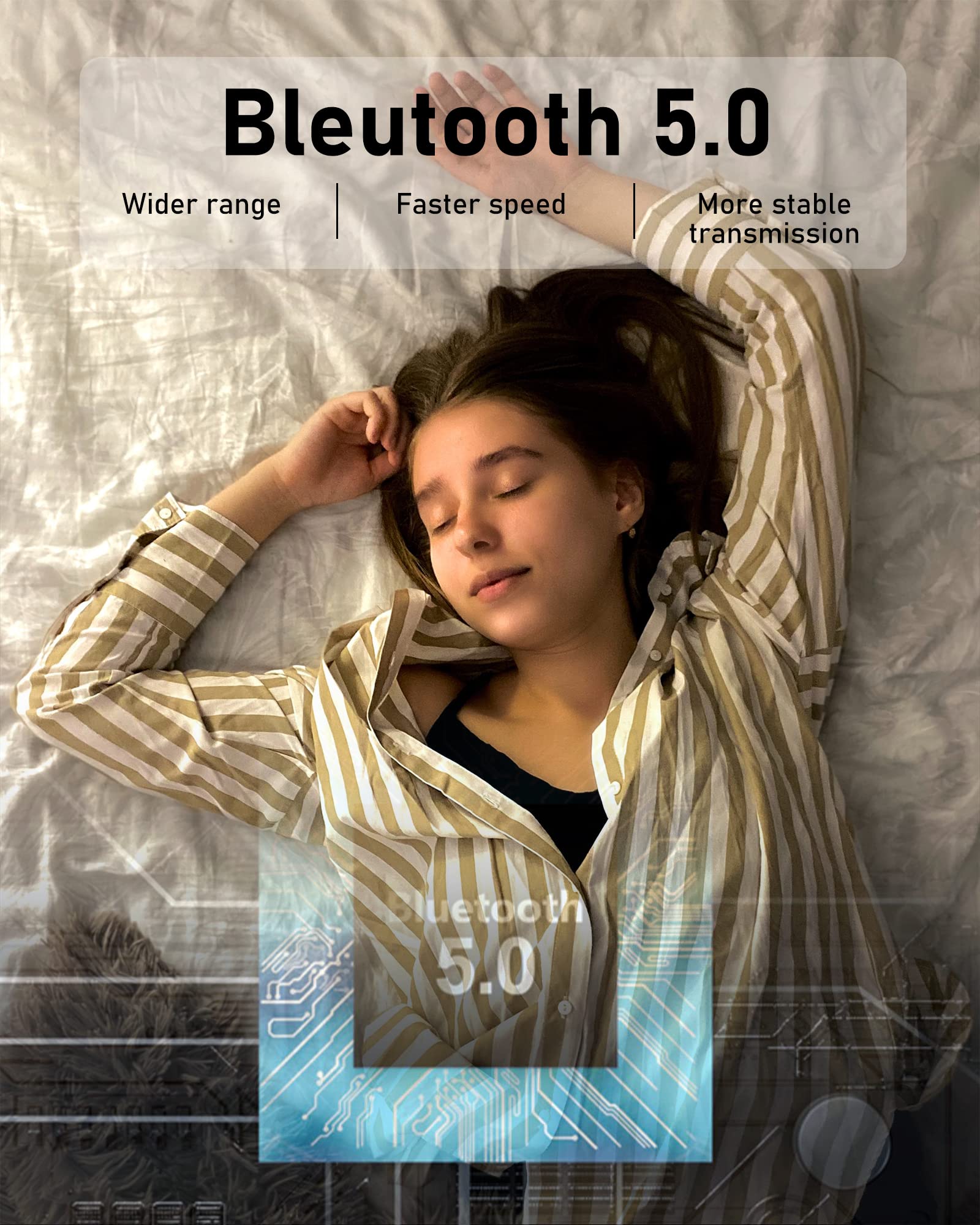 Mosonnytee Sleep Headphones Bluetooth Noise Cancelling Headphones for Sleeping Wireless Invisible Sleep Headphones for Side Sleepers Comfotable to wear for Sleeping