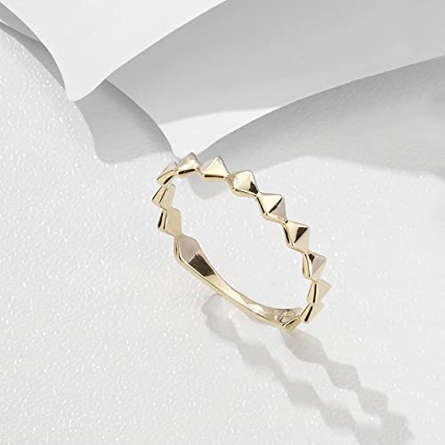 Norm Jewels 14k Solid Gold Angel Ring | Eternity Wedding Band Women | Minimalist Stacking Ring | Geometric Gold Band | Stackable Ring (Yellow Gold, 8)