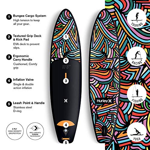 Hurley All Ages Inflatable Paddle Board, Color Wave, 10'6"
