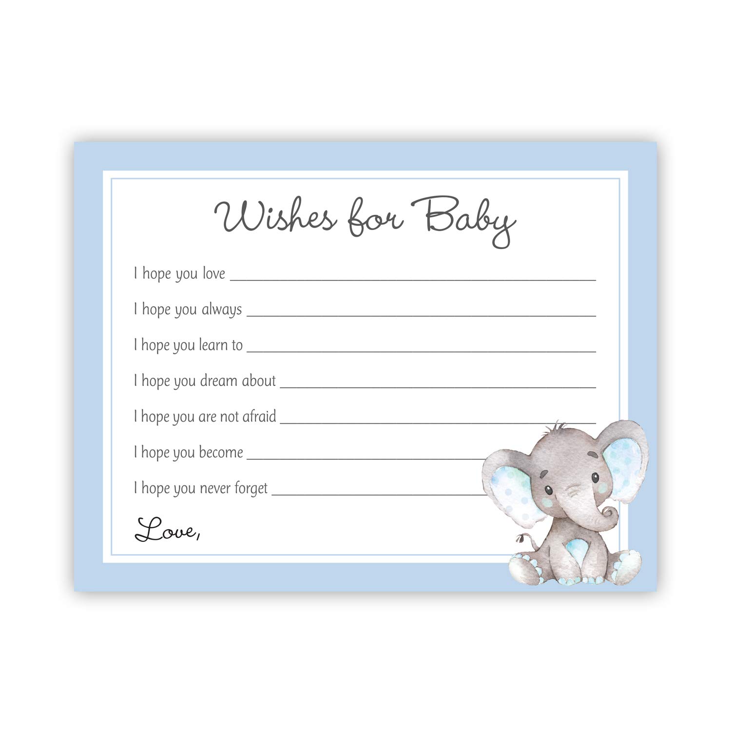 InvitationHouse 48 cnt Watercolor Elephant Baby Wish Cards (Blue)